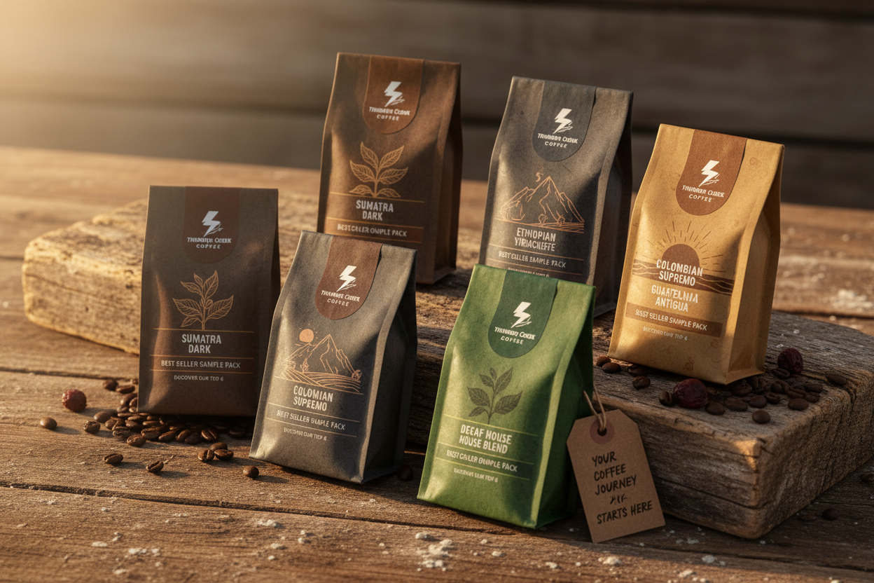 Best Sellers Coffee Sample Pack - 6 Top Coffees | Thunder Creek ...
